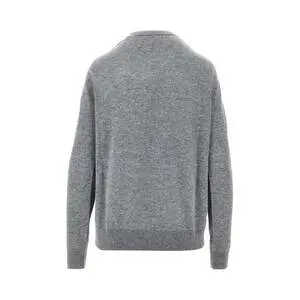 THE ROW Mélange Cashmere V-neck Sweater - Grey