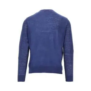 BALLANTYNE Linen And Cotton Jacquard Lozenge Crewneck Sweater