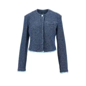 EMPORIO ARMANI EMPORIO ARMANI Cropped Denim Jacket With Frayed Hem
