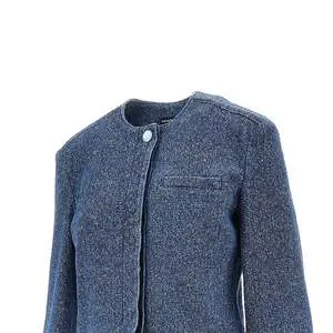 Emporio Armani Cropped Denim Jacket With Frayed Hem