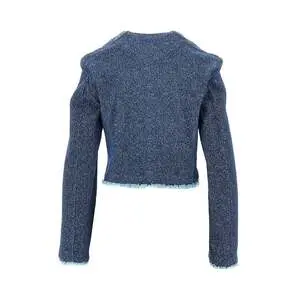 Emporio Armani Cropped Denim Jacket With Frayed Hem