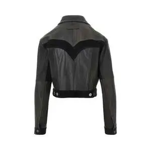 Versace Cropped Leather Jacket With Suede Inserts
