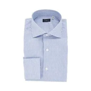 FINAMORE 1925 Cotton And Linen Shirt With Striped Motif - Blue