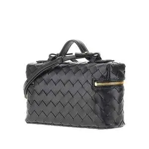 Bottega Veneta Leather Vanity Case Bag - Black