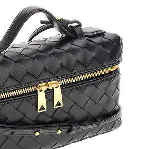 Bottega Veneta Leather Vanity Case Bag - Black