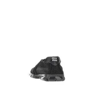 Miu Miu Mesh Sneakers With Logo Detail - Black
