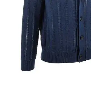 AMARANTO Open-knit Striped Cotton Cardigan