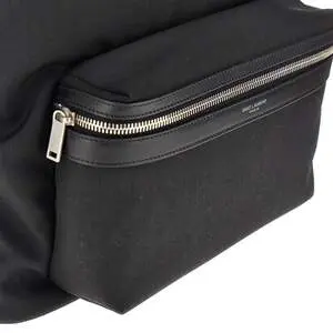 Saint Laurent Canvas Backpack With Leather Trim - Black