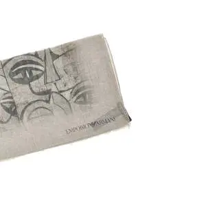 Emporio Armani Linen-blend Scarf With Jacquard Motif