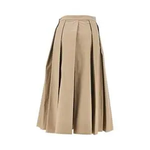 Emporio Armani Stretch Poplin Pleated Midi Skirt
