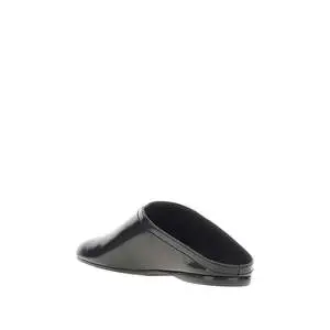 Emporio Armani Patent And Brushed Leather Mules With Silver-finished Metal Ea Detail