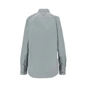Prada Cotton Poplin Shirt With Utility Details - Grey