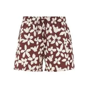 Emporio Armani Floral Print Technical Seersucker Swimshorts - Red