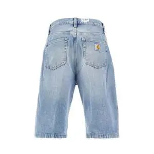 Carhartt Work In Progress Langdon Loose Fit Wide Leg Denim Shorts - Blue