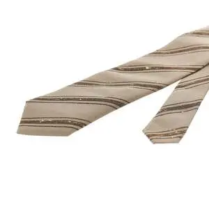 Brunello Cucinelli Slubbed Stripes Silk And Cotton Neck Tie