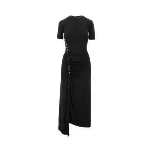 Rabanne Gathered Jersey Maxi Dress With Asymmetrical Hem