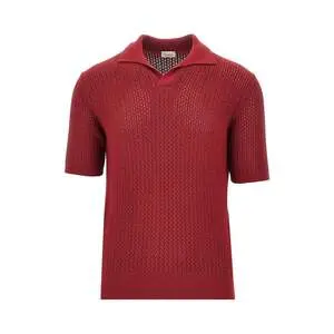 GALLIA KNIT Openworked Knit Polo Shirt