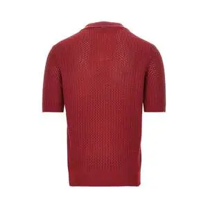 GALLIA KNIT Openworked Knit Polo Shirt