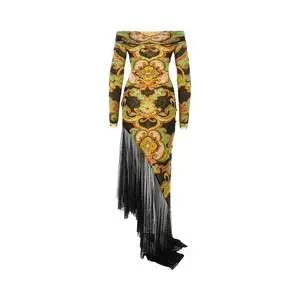 Etro Tulle Asymmetrical Midi Dress With Flounce