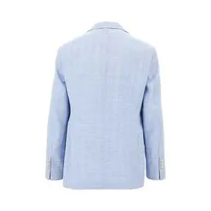 Brunello Cucinelli Mélange Chevron Twill Single-breasted Jacket - Blue
