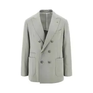 Brunello Cucinelli Silk Twill Double-breasted Jacket - Grey