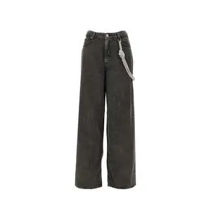 Pinko Loose Fit Jeans With Rhinestone Cord Detail