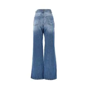 Pinko Wide Leg Jeans With Faded Wash - Blue