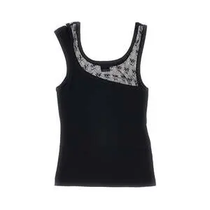 Pinko Ribbed Jersey Tank With Love Birds Lace Detail