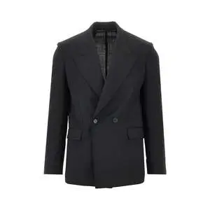 MARSEM Stretch Wool-blend Double-breasted Jacket With Peak Lapels