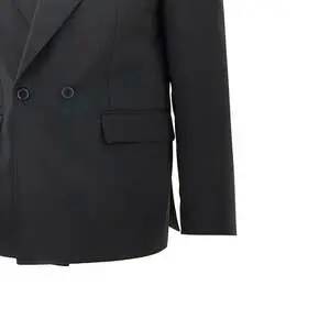 MARSEM Stretch Wool-blend Double-breasted Jacket With Peak Lapels