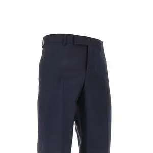 Fendi Tailored Virgin Wool Canvas Pants - Blue