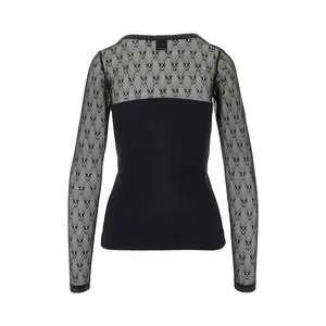 Pinko Ribbed Jersey And Love Birds Lace Top