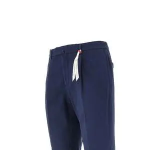 SANTANIELLO Cotton And Linen Blend Trousers - Blue