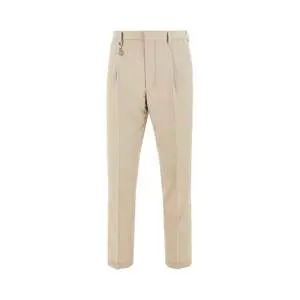 Prada Cotton Twill Pants With Enamel Triangle Logo Charm