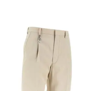 Prada Cotton Twill Pants With Enamel Triangle Logo Charm