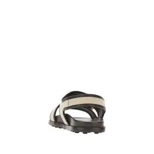 TOD'S Canvas And Leather Trimmed Sandals With Gold-tone Bar Detail - Brown