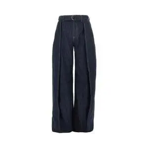 Loewe Pleated Wide-leg Jeans With Belt