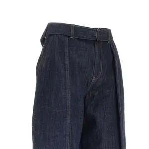 Loewe Pleated Wide-leg Jeans With Belt