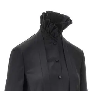 Gucci Silk Ruffled Standing Collar Shirt With Removable Bow
