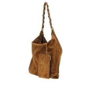 Saint Laurent Amalia Suede Shoulder Bag With Metal Chain - Brown