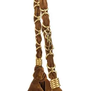 Saint Laurent Amalia Suede Shoulder Bag With Metal Chain - Brown