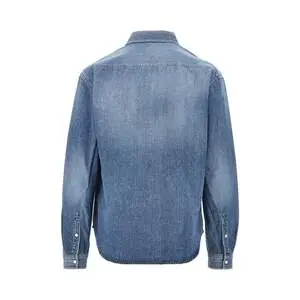 Saint Laurent Cassandre Embroidery Denim Shirt
