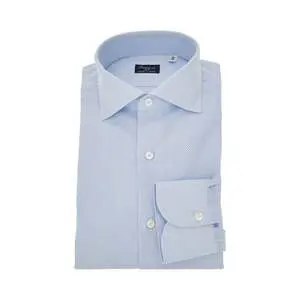 FINAMORE 1925 Milano' Jacquard Cotton Shirt - Blue