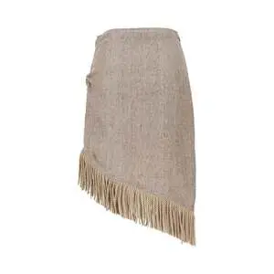 Emporio Armani Fringed Linen Canvas Skirt