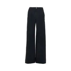 Emporio Armani Cotton Drill Wide Leg Pants - Black