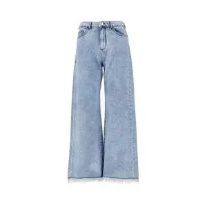 Emporio Armani J33 Frayed Wide Leg Cropped Jeans
