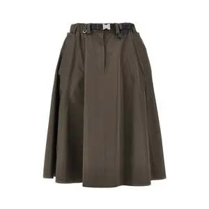 Prada Technical Canvas Midi Skirt With Integrated Belt