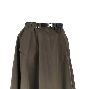 Prada Technical Canvas Midi Skirt With Integrated Belt