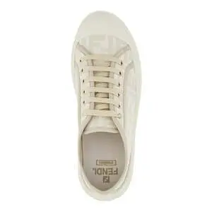Fendi Ff Jacquard Fabric Lace-up Sneakers - Grey