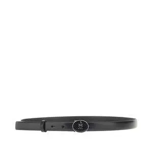 Pinko Leather Belt With Enameled Buckle - Black